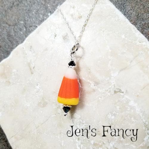 Candy Corn Halloween Necklace Sterling Silver – Jen's Fancy